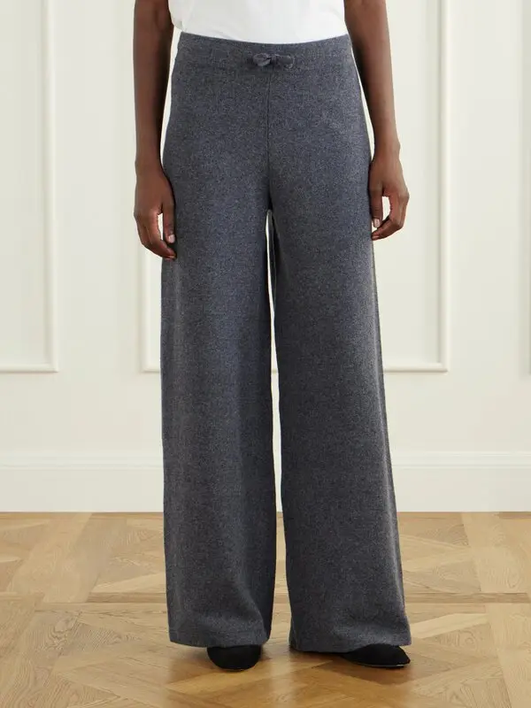 YVES SALOMON Drawstring Wool-blend Wide-leg Pants