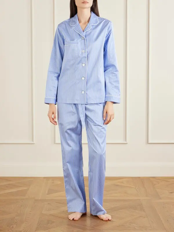 TEKLA Sateen Striped Cotton-poplin Pajama Pants