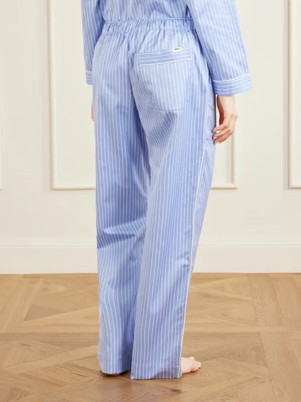 TEKLA Sateen Striped Cotton-poplin Pajama Pants