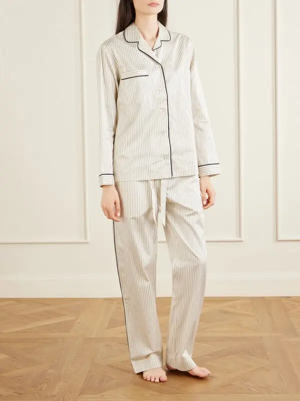 TEKLA Sateen Striped Organic Cotton-poplin Pajama Pants