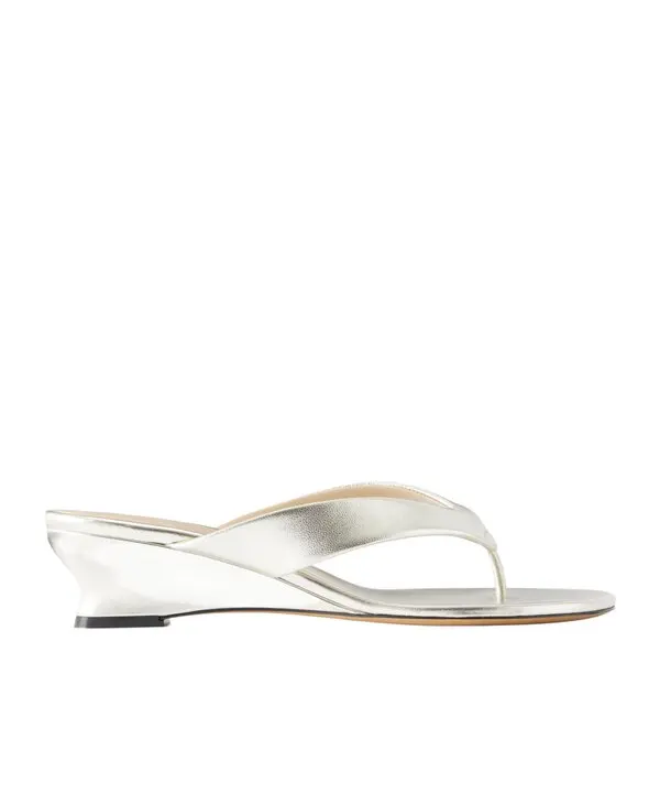 Le Monde Beryl Shiny Metallic Leather Sandals