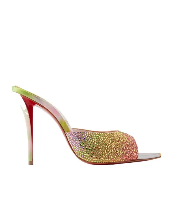 CHRISTIAN LOUBOUTIN Embellished Satin Mules - Multicolor