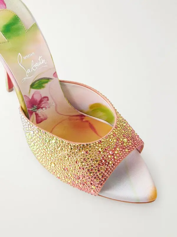 CHRISTIAN LOUBOUTIN Embellished Satin Mules