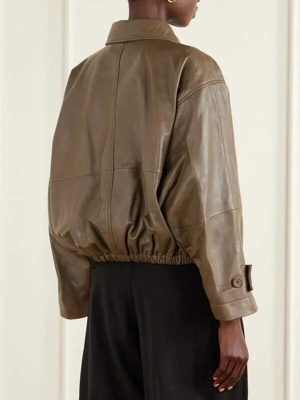 RÓHE Gathered Leather Jacket