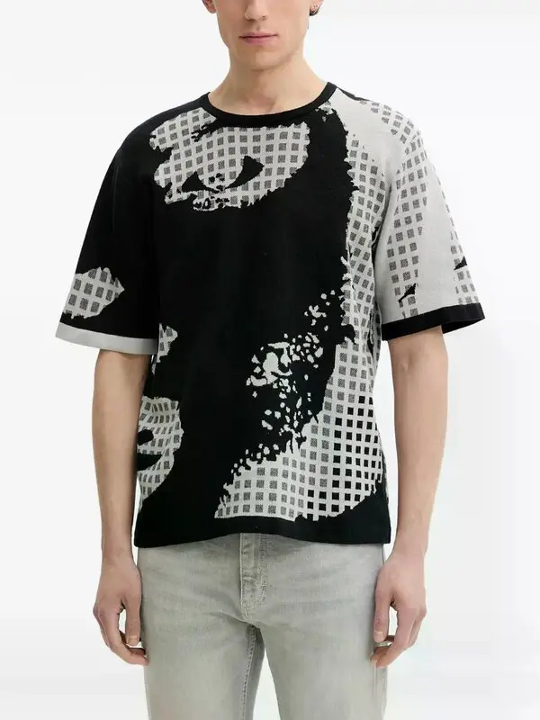 Desigual Graphic-print Jacquard T-shirt - Black
