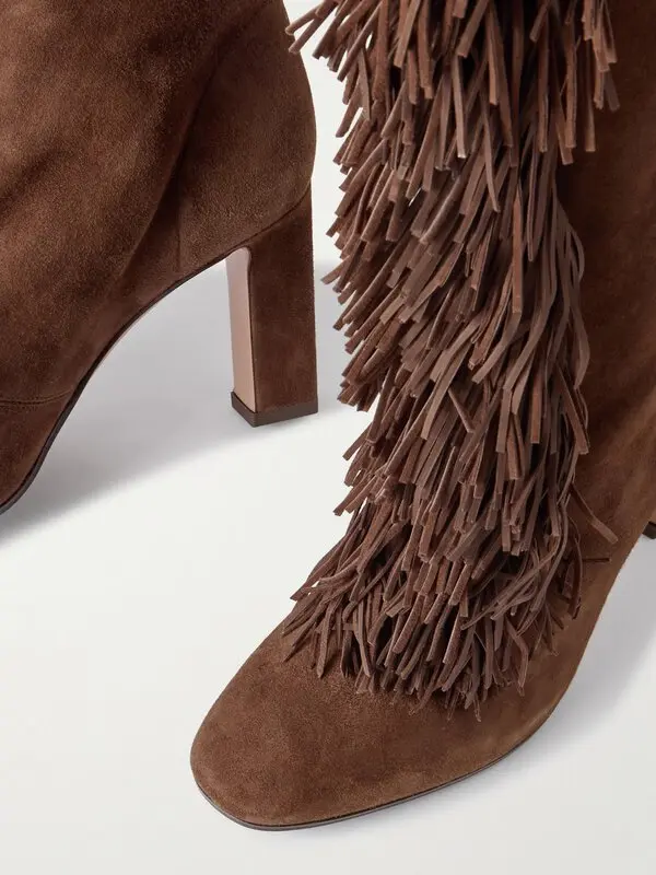 AQUAZZURA Suede Fringe Tall Boots