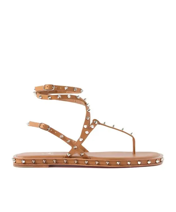 CHRISTIAN LOUBOUTIN Bombina Studded Leather Sandals - Brown