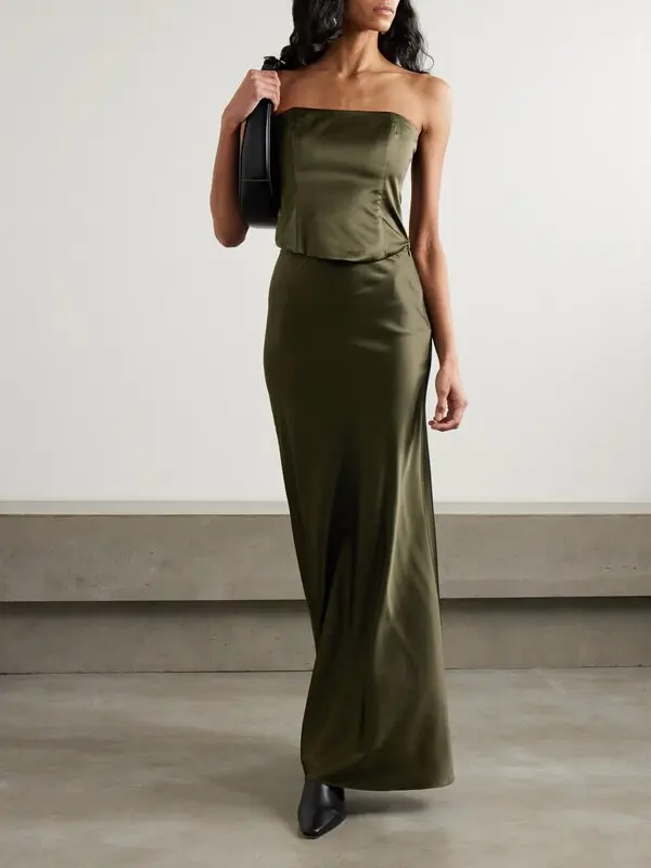 Staud Silk-blend Satin Maxi Skirt