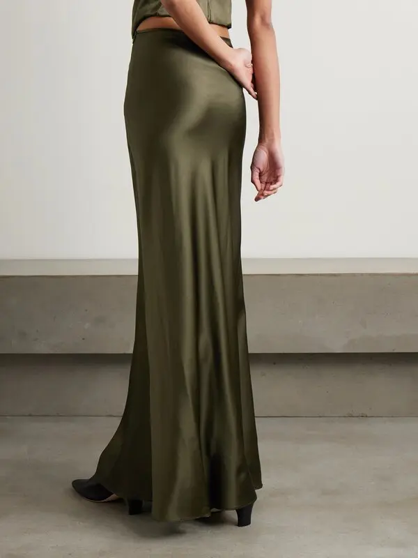 Staud Silk-blend Satin Maxi Skirt