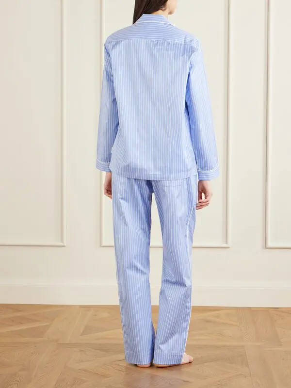 TEKLA Sateen Striped Organic Cotton Pajama Shirt