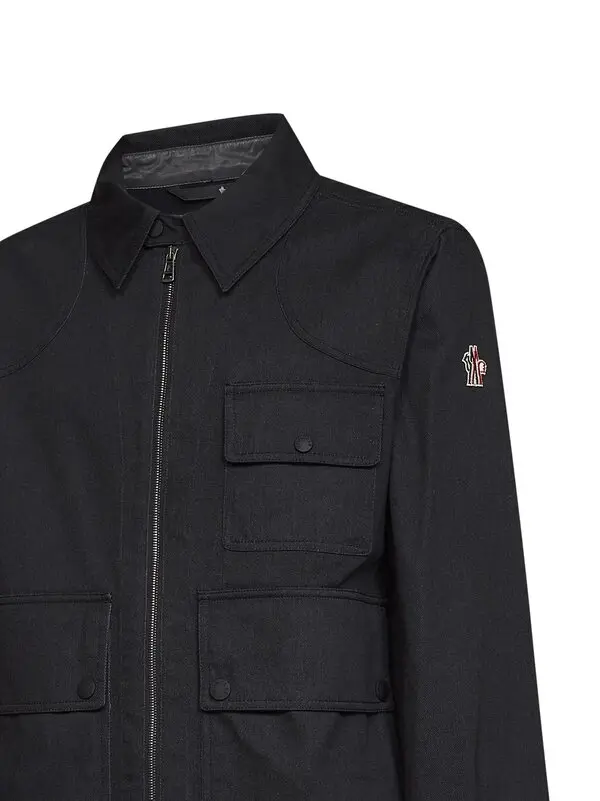 Moncler Logo Embroidered Zip-up Shirt