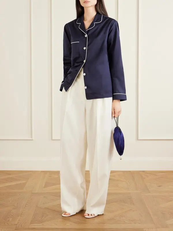 TEKLA Sateen Organic Cotton Pajama Shirt