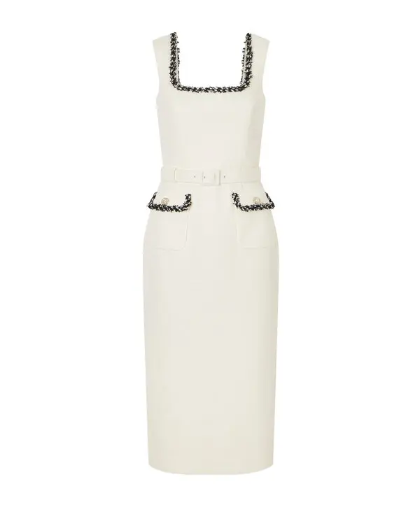 Rebecca Vallance Belted Tweed Midi Dress
