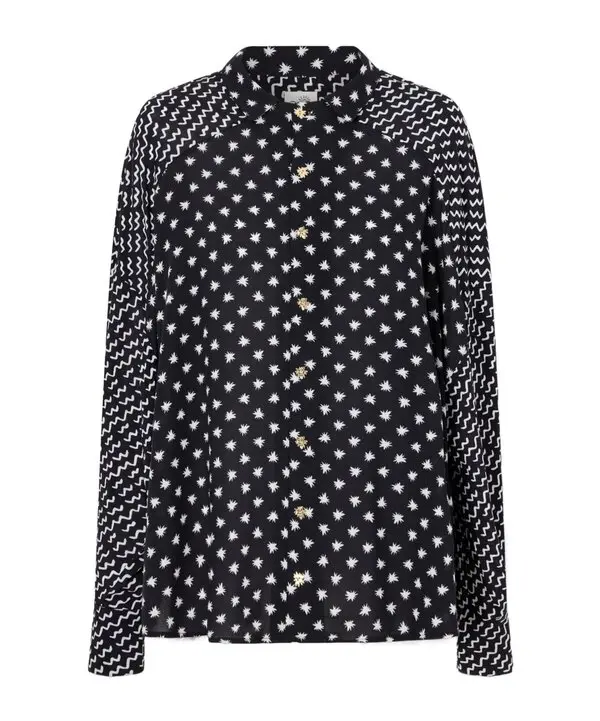 DONDE ESTEBAN Estrellitas Y Olas Printed Satin Shirt