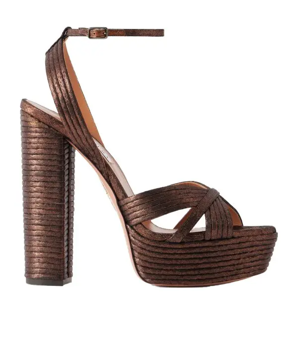 AQUAZZURA Sundance 140 Metallic Leather Sandals - Multicolor