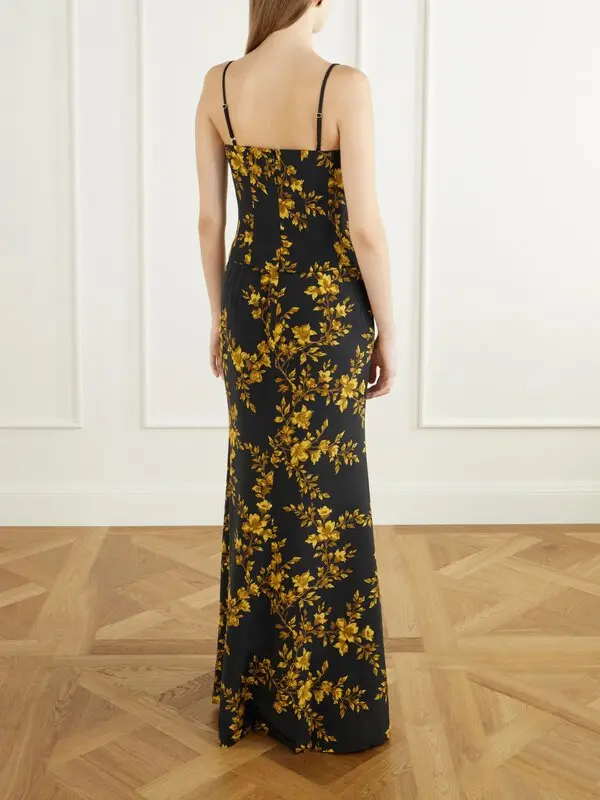 Rebecca Vallance Floral-print Silk-crepe De Chine Gown