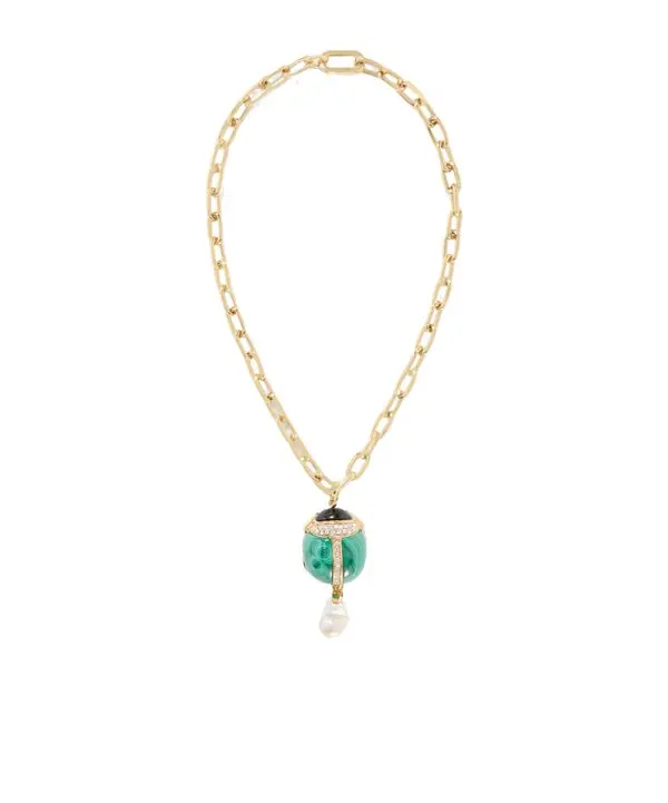 La DoubleJ Turquoise Crystal Pendant Necklace - Yellow
