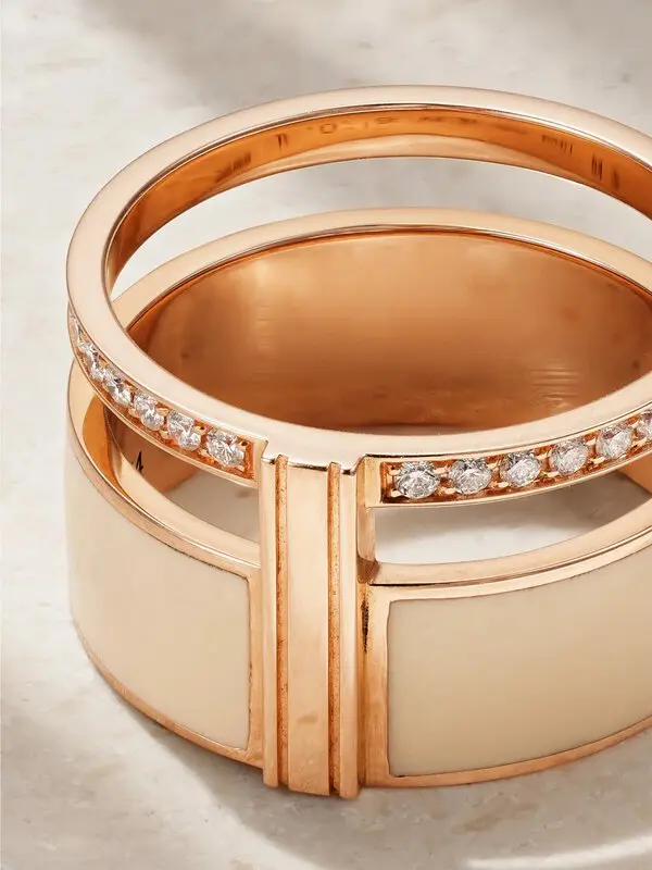 REPOSSI Berbere 18-karat Rose Gold, Lacquer And Diamond Ring