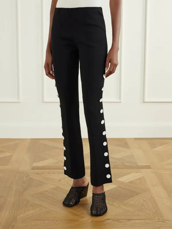 Proenza Schouler Martina Button-embellished Stretch-jersey Skinny Pants