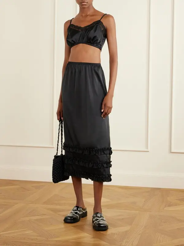 Simone Rocha Ruffled-hem Midi Skirt