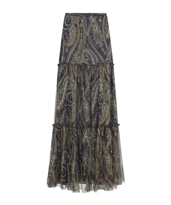 Etro Paisley-print Tiered Maxi Skirt