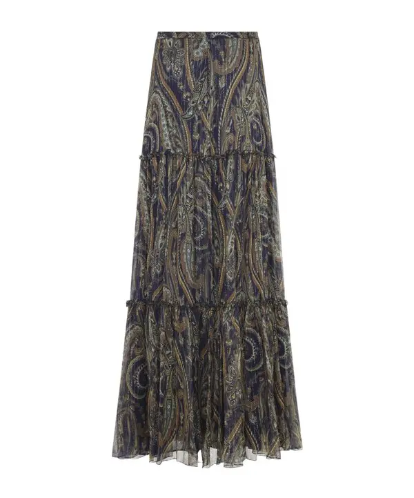 Etro Paisley-print Tiered Maxi Skirt