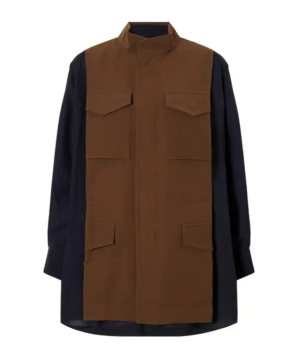 Sacai Crepe-trimmed Woven Shirt