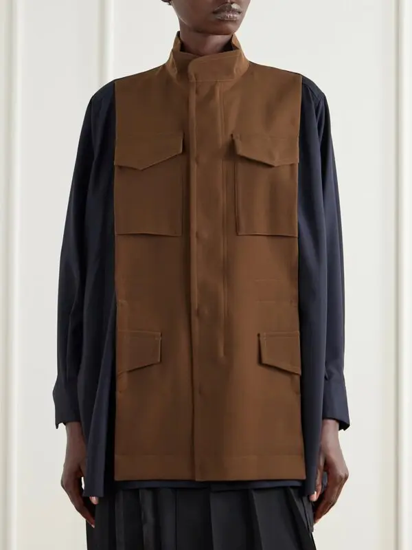 Sacai Crepe-trimmed Woven Shirt