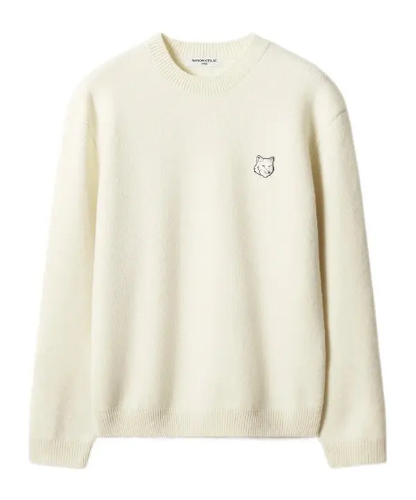 Maison Kitsuné Fox Head Milano Lambswool Jumper - Ecru
