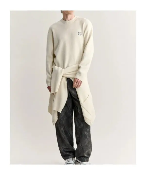 Maison Kitsuné Fox Head Milano Lambswool Jumper - Ecru