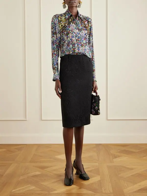 Dries Van Noten Motif Matelassé Jacquard Midi Skirt