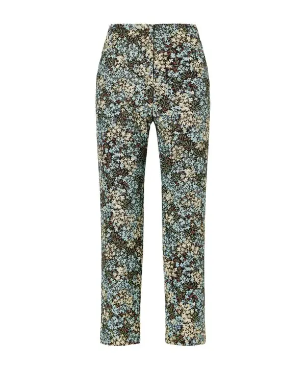 Dries Van Noten Floral-jacquard Straight-leg Cropped Pants