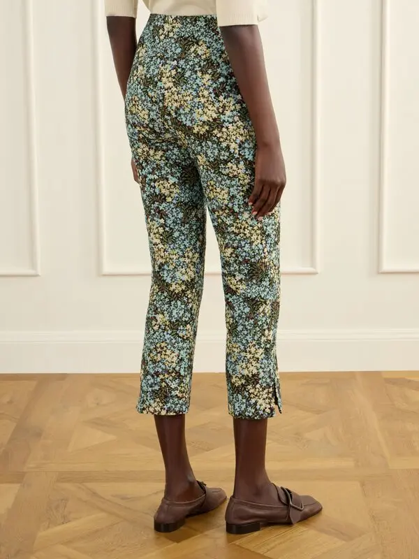 Dries Van Noten Floral-jacquard Straight-leg Cropped Pants