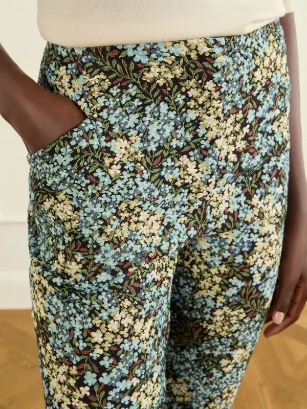 Dries Van Noten Floral-jacquard Straight-leg Cropped Pants