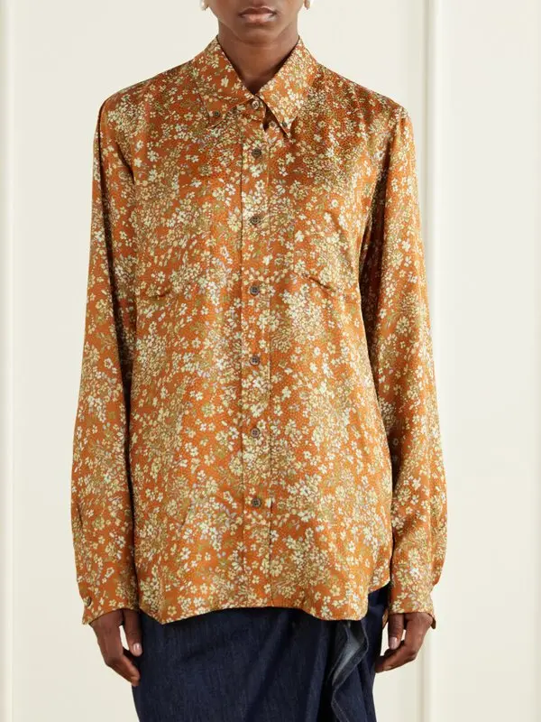 Dries Van Noten Floral-jacquard Printed Satin Shirt