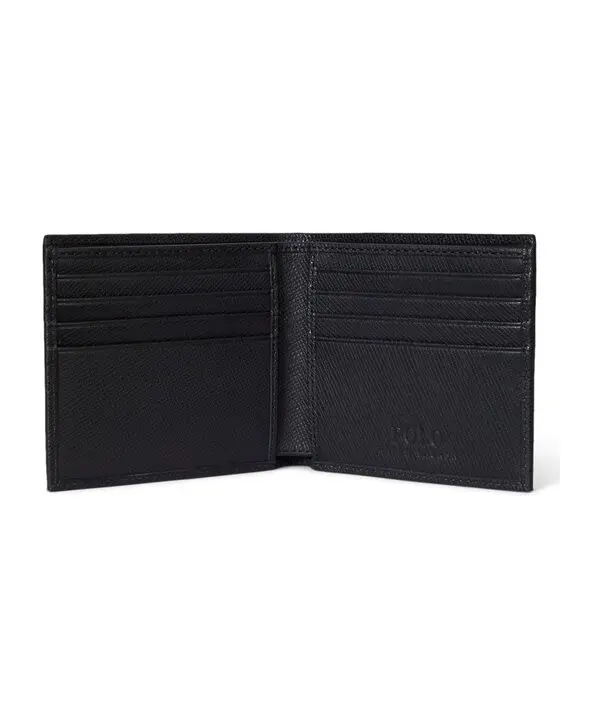 Polo Ralph Lauren Black Crossgrain Leather Bifold Wallet
