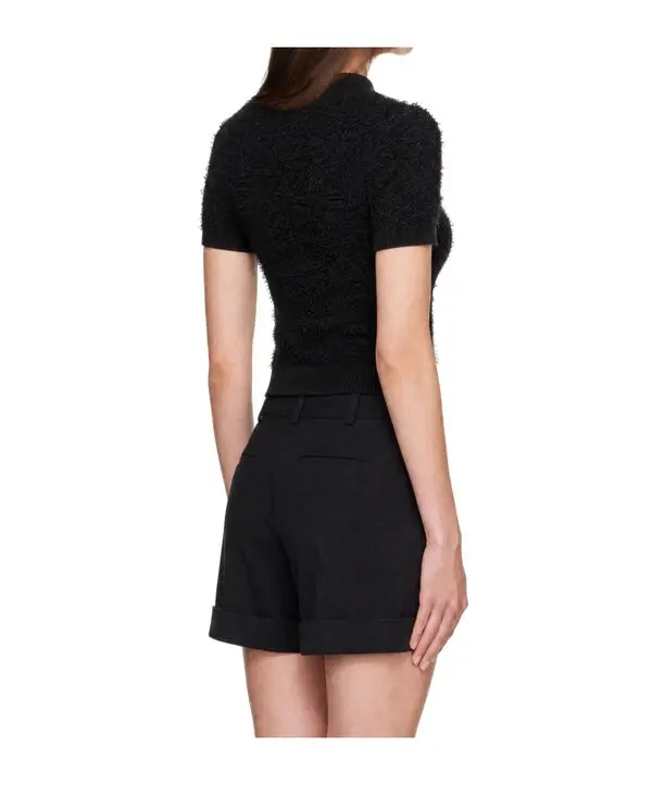 Balmain Tweed Short-sleeve Polo Shirt