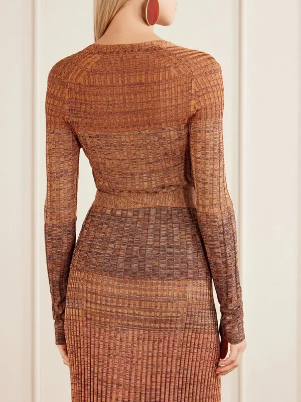 Zimmermann Belted Ribbed-knit Wrap Top