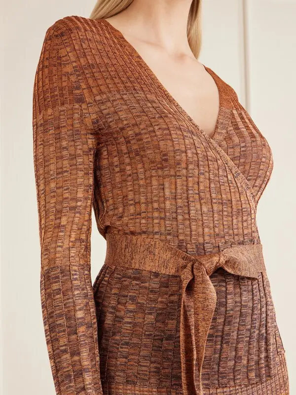 Zimmermann Belted Ribbed-knit Wrap Top