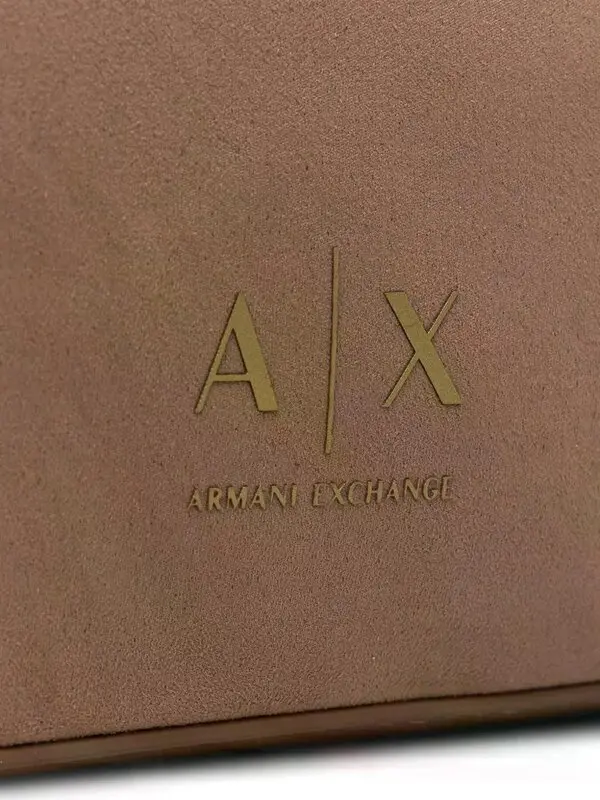Armani Exchange Logo-debossed Suede-effect Tote Bag - Brown