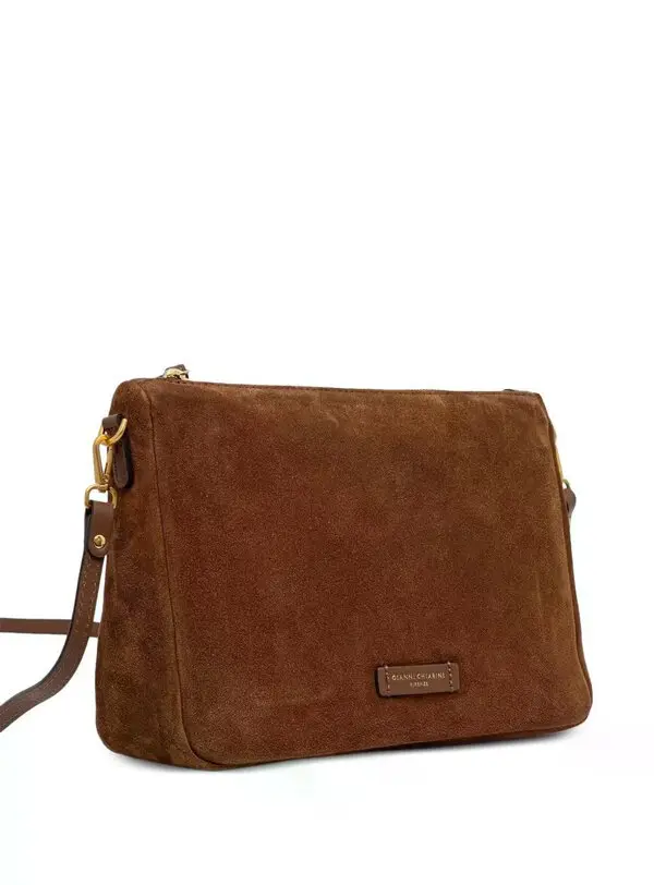 GIANNI CHIARINI Logo-patch Suede Crossbody Bag