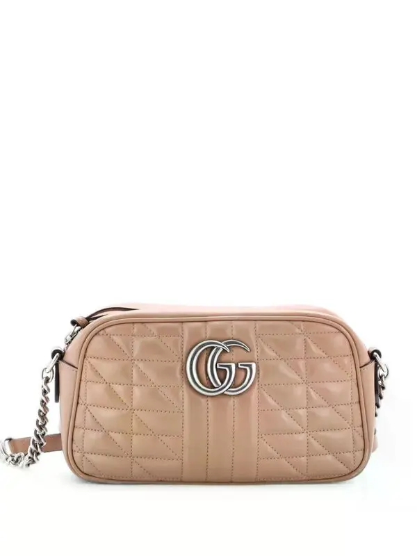 Gucci Gg Marmont Shoulder Bag Mixed Matelasse Leather Small Crossbody Bag - Neutrals