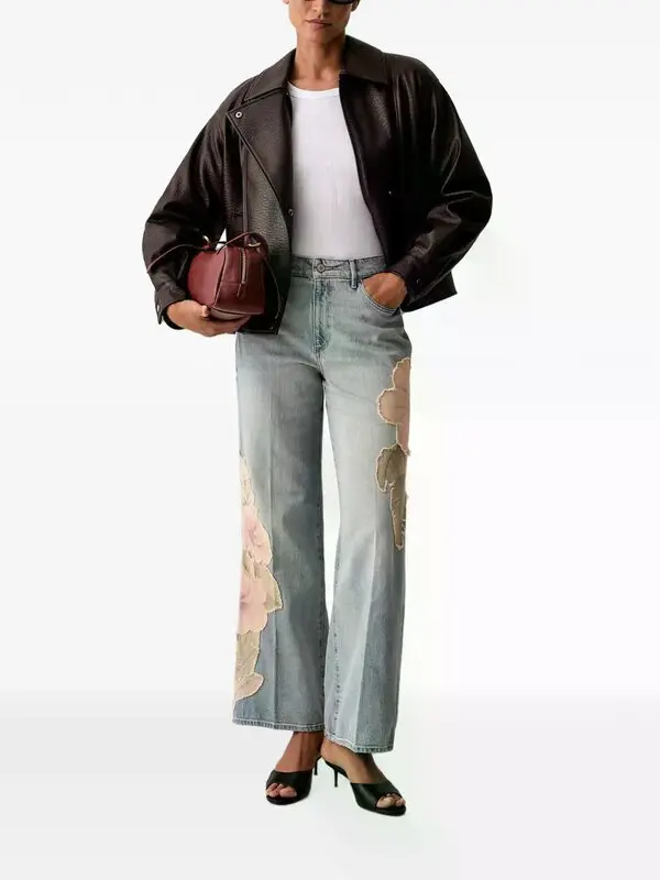 Guess Floral-motif Patchwork Jeans