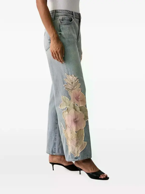 Guess Floral-motif Patchwork Jeans