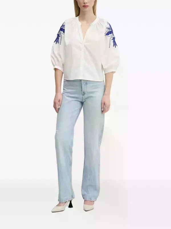 Desigual Puff-sleeves Beaded Floral Blouse