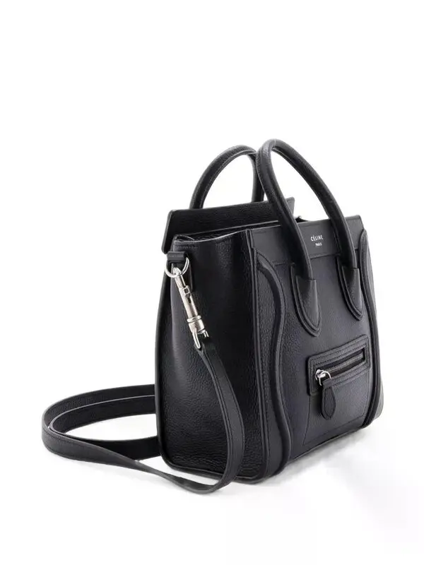 Celine Luggage Bag Grainy Leather Nano Crossbody Bag - Black