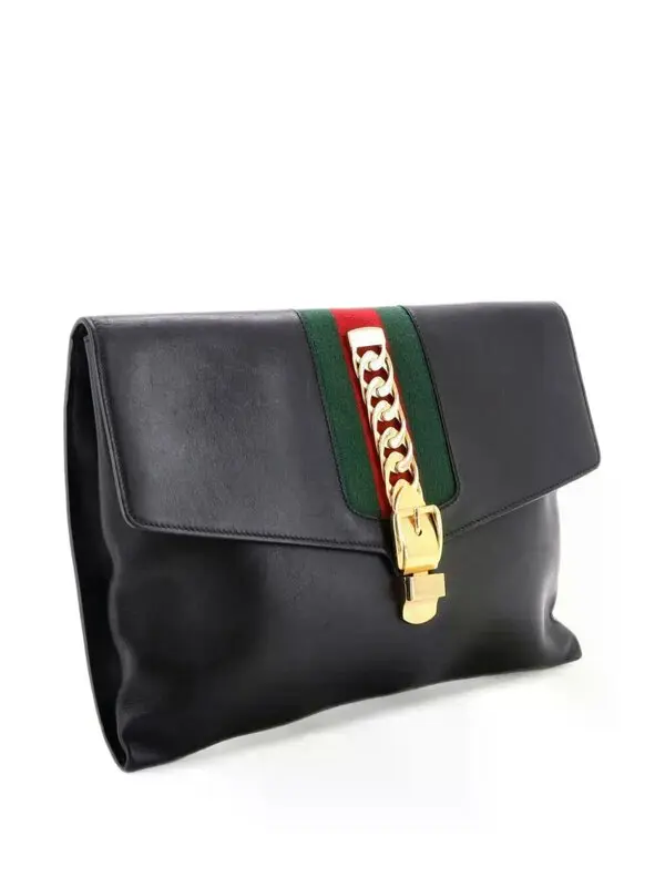 Gucci Sylvie Leather Maxi Clutch Bag