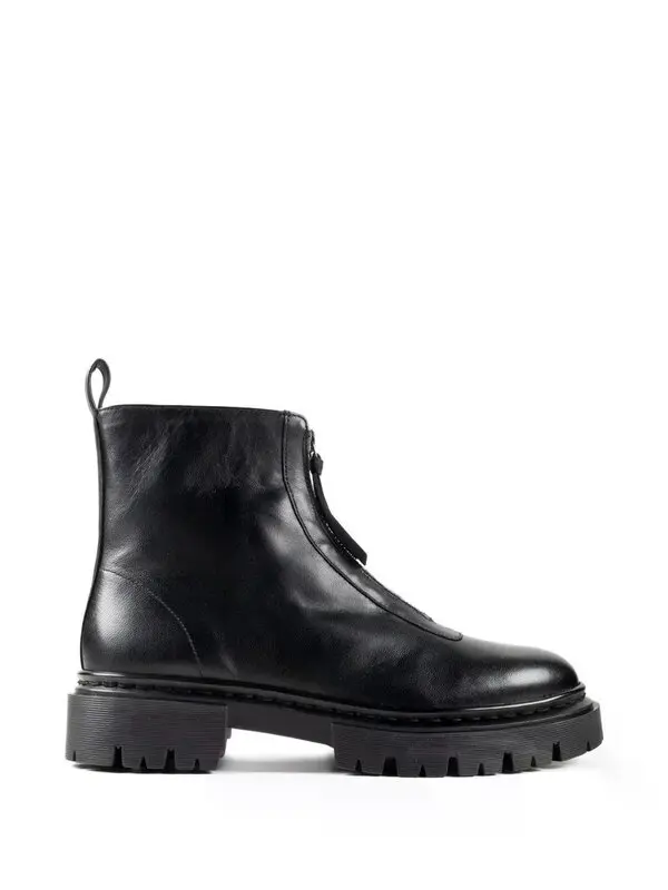 Staud Miles Zip-front Leather Ankle Boots