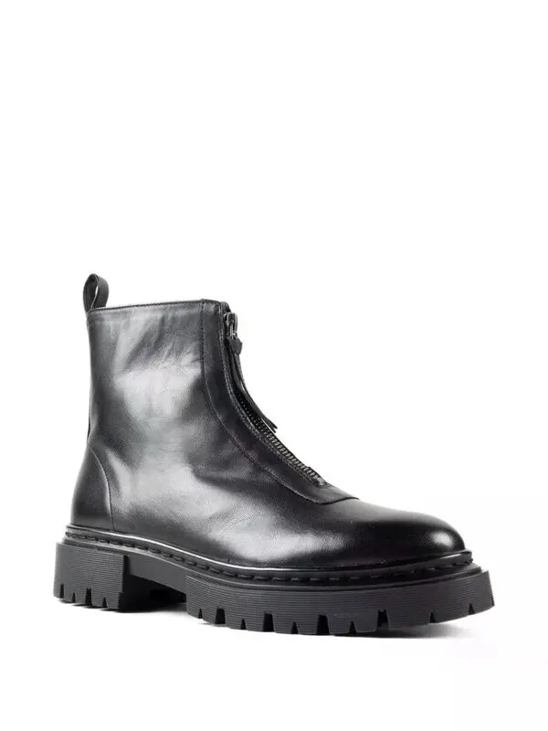 Staud Miles Zip-front Leather Ankle Boots