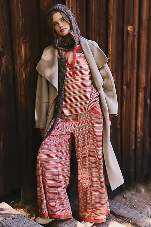 Free People Good Company Stripe Pants - Cherry Combo